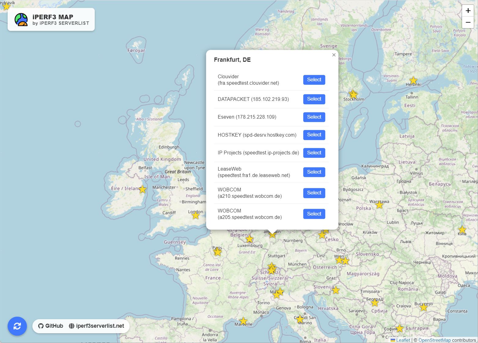 iPERF3 Server List
